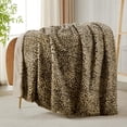 Decorative Brown Leopard Print Faux Blanket Size 60" x 70", Double ...