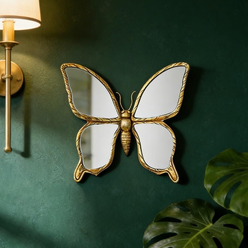 Decorative Bug Insects Animals Beetle Mirrors - Gold Resin Butterfly ...