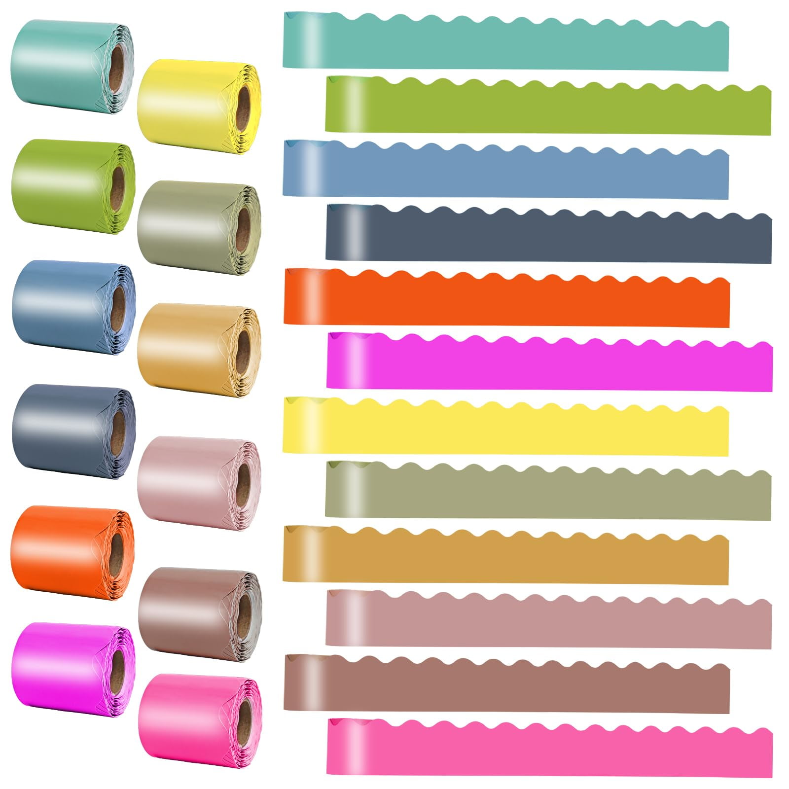 Decorative Bulletin Board Borders Set - 12 Rolls 393.6 Wave Shape ...