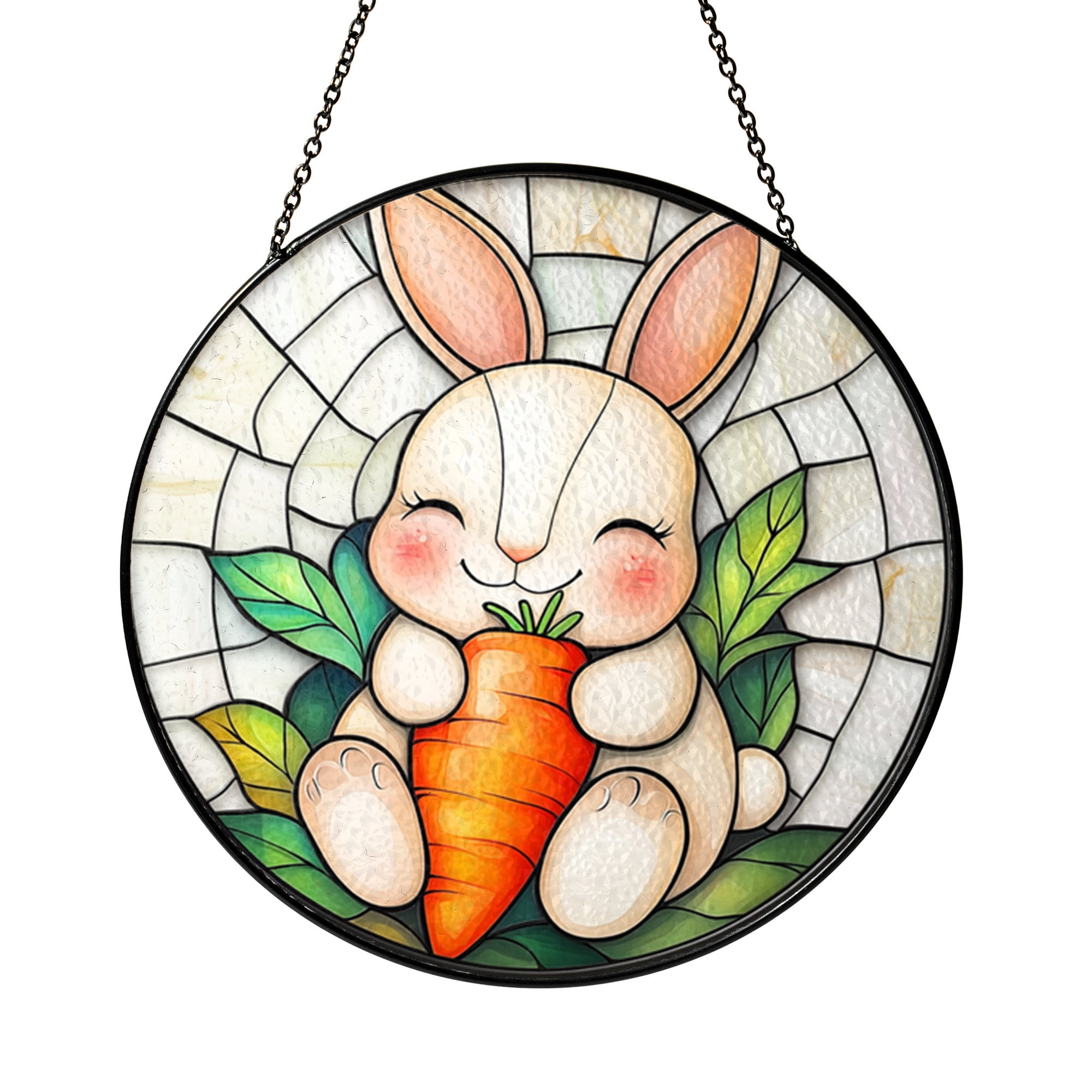 Decorative Bunny Carrot Stained Glass Suncatcher, Spring Rabbit Window ...