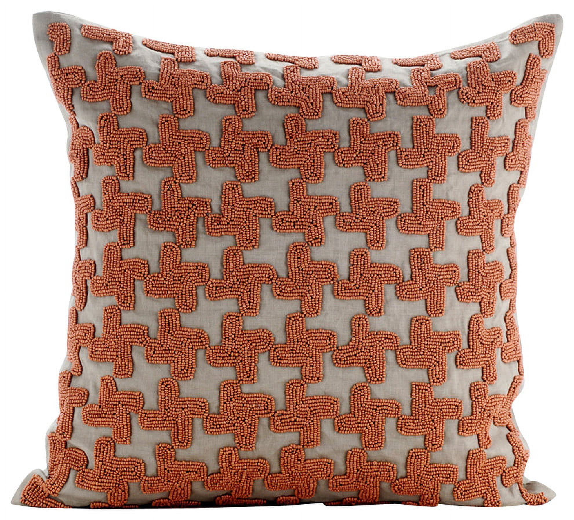 Decorative Burnt Orange Euro Shams 26x26 inch (65x65 cm), Linen Euro ...