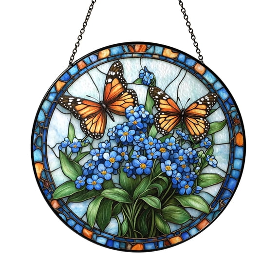 Decorative Butterfly Flower Stained Glass Style Suncatcher Window Decor ...