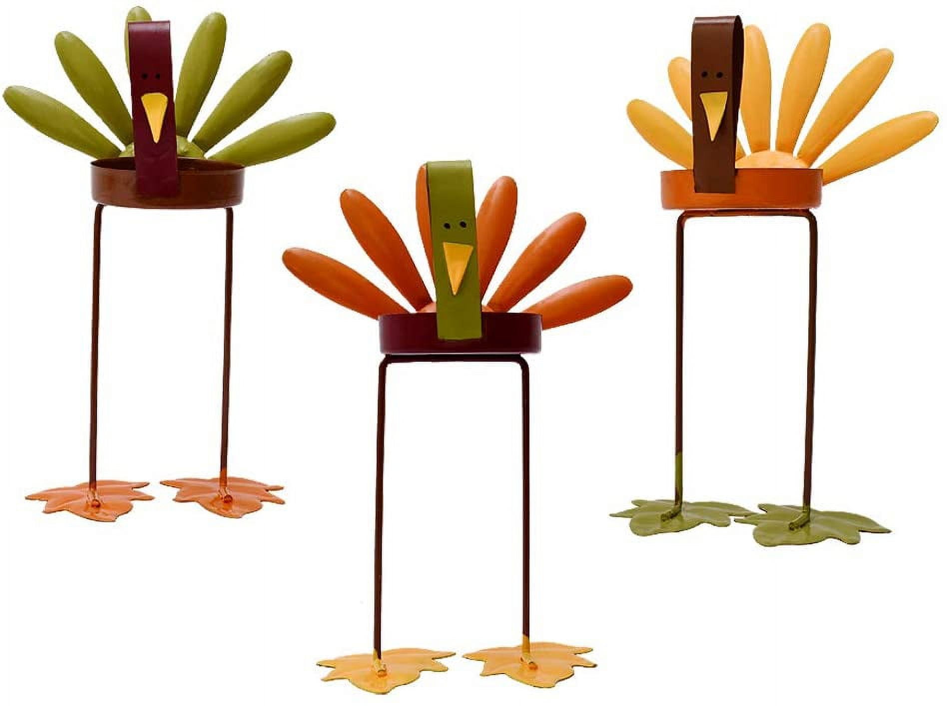 Decorative Candle Holder Thanksgiving Turkey Decorations Set of 3 ...