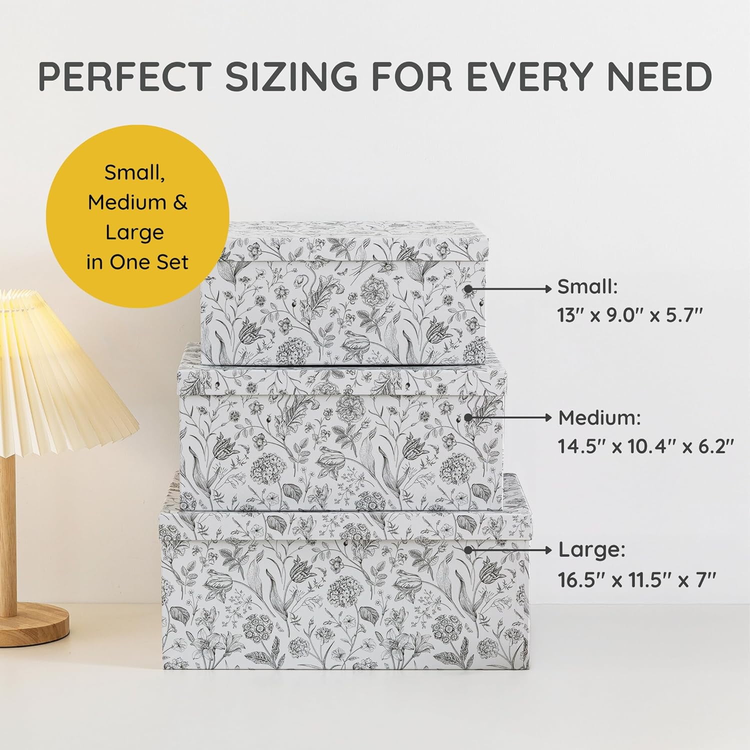 Decorative Cardboard Storage Boxes For Home Décor - Modern Meadow - Set ...