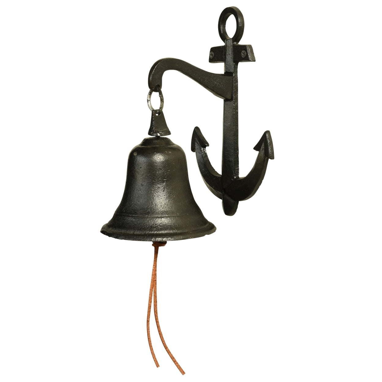 Decorative Cast Iron Wall Bell with Anchor Frame, Black- Saltoro Sherpi ...
