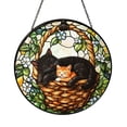 Decorative Cat And Plant Window Suncatcher, Stained Glass Style ...
