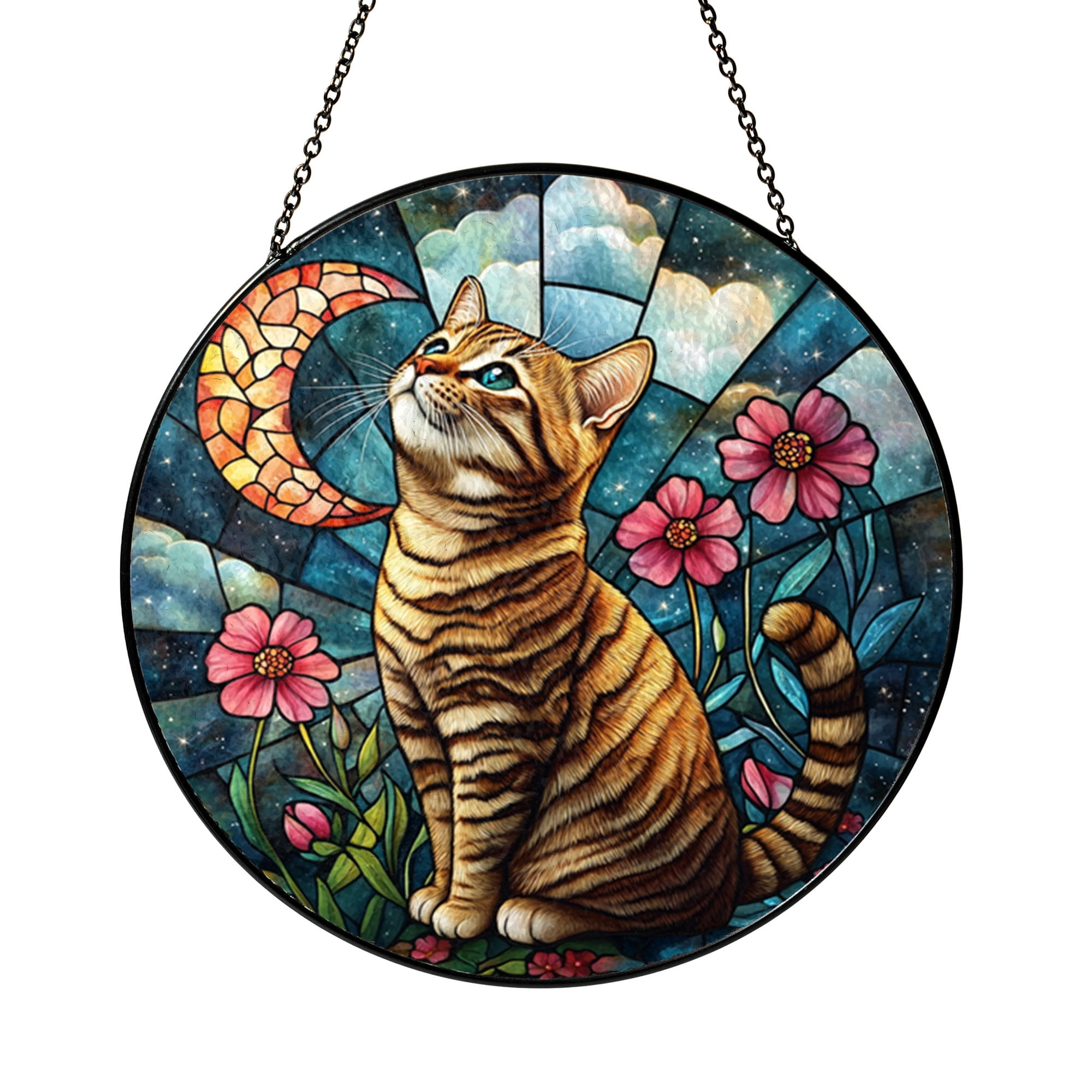 Decorative Cat Glass Style Window Art – Night Scene - Walmart.com