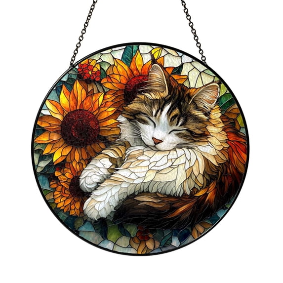 Decorative Cat Stained Glass Suncatcher – Botanical Window1701 ...