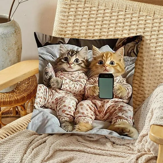 Decorative Cats Patterns Pillow Covers for Cozy Home Decor - Soft ...