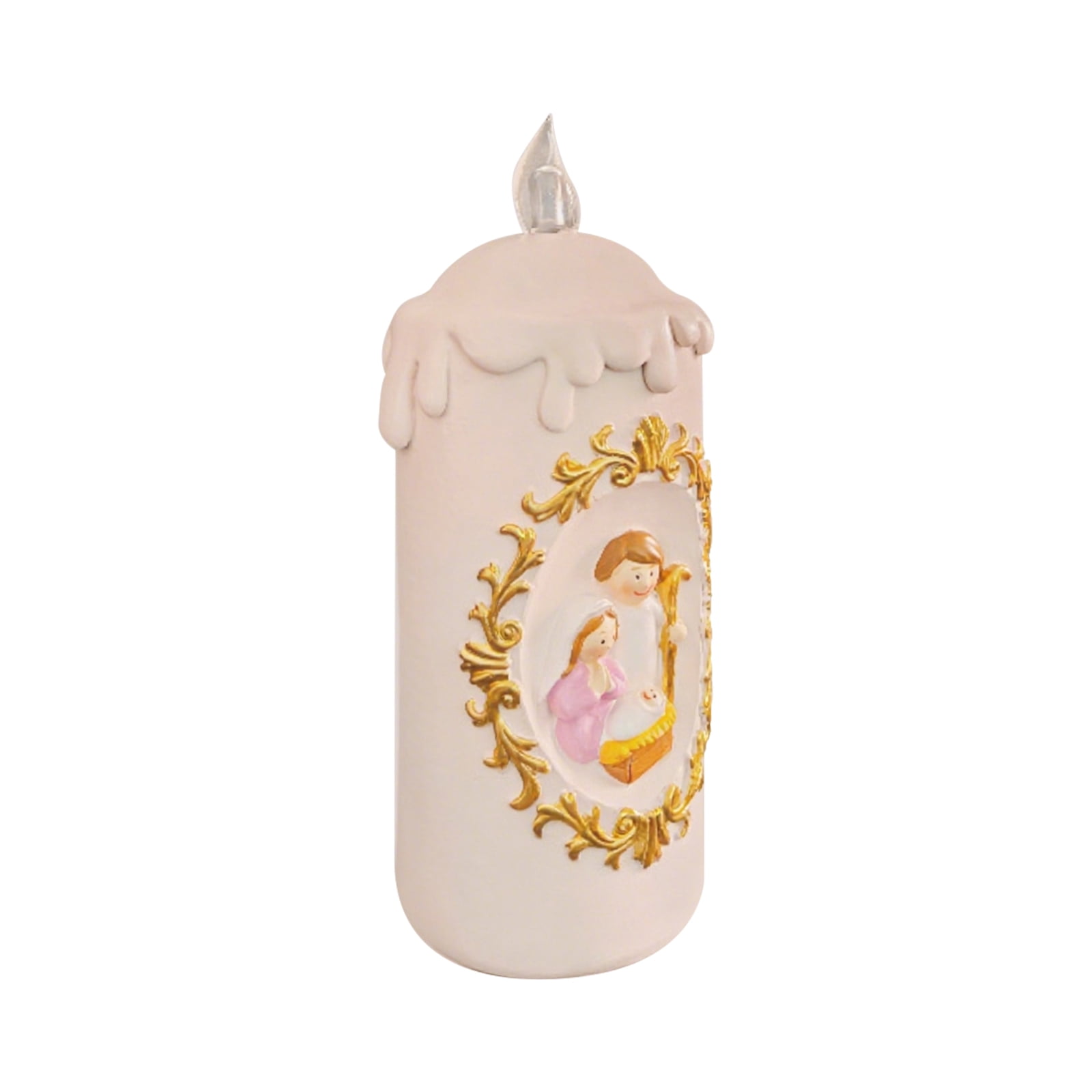 Decorative Ceramic Candle Figurine with Hand-Painted Family Scene and ...