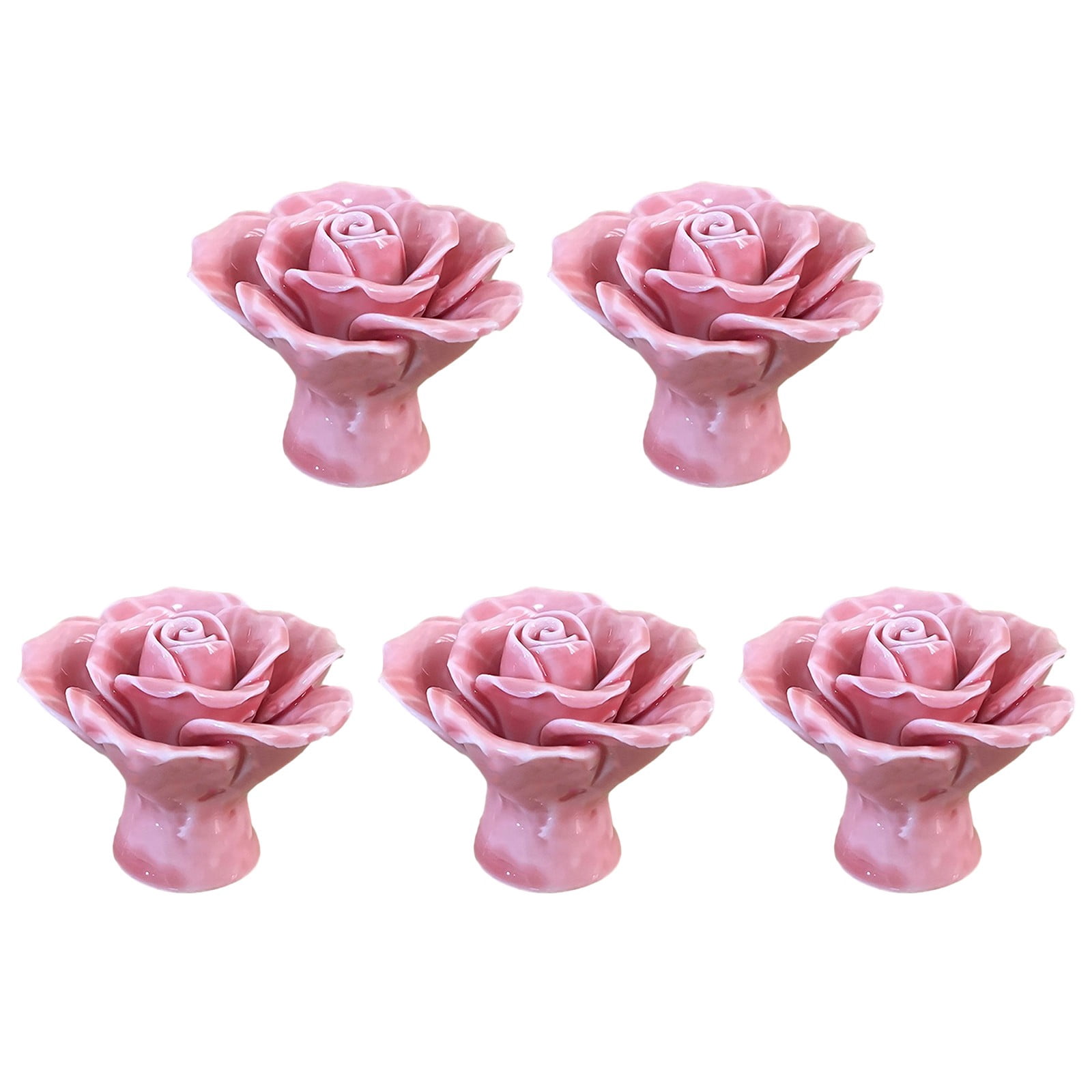 Decorative Ceramic Flower Rose Knobs for Drawers Pack of 5 Furniture ...