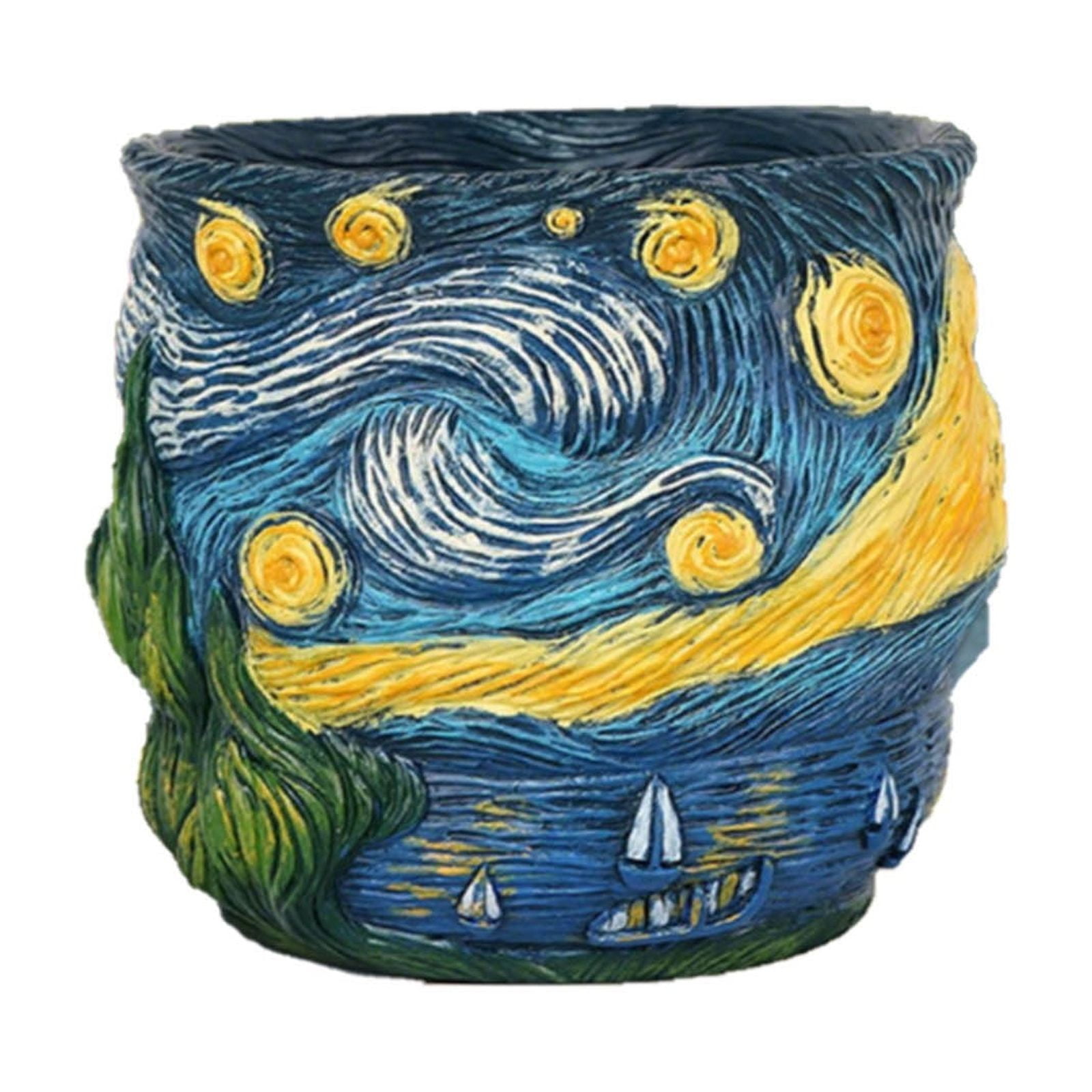 Decorative Ceramic Planter Pot with Starry Night Inspired Design ...
