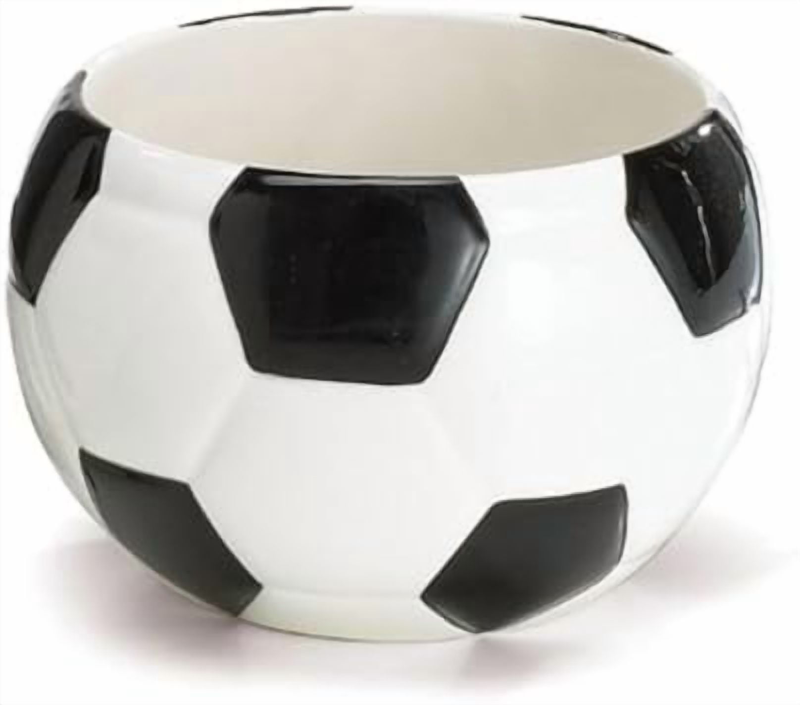 Decorative Ceramic Soccer Ball Planter/Candy Dish, Black & White ...