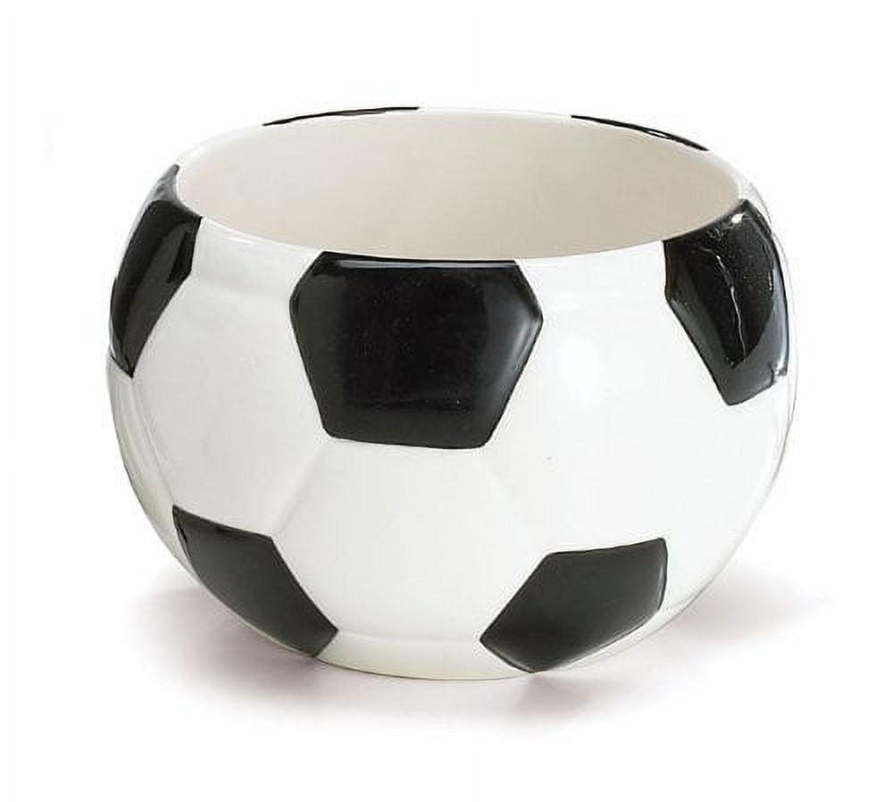 Decorative Ceramic Soccer Ball Planter/Candy Dish, Black & White ...