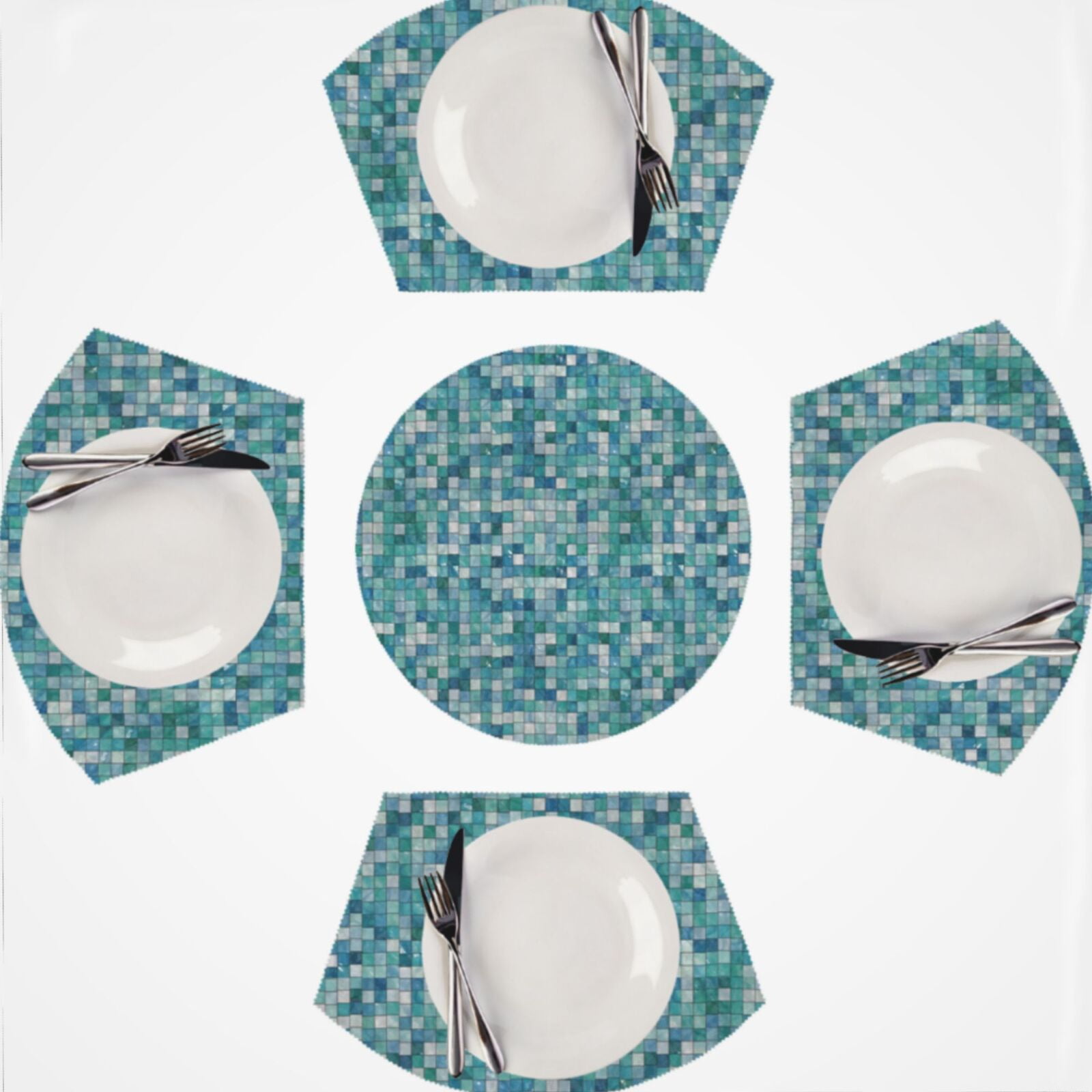 Decorative Ceramic Tiles Texture Round Table Placemats Set Of 5 Wedge ...