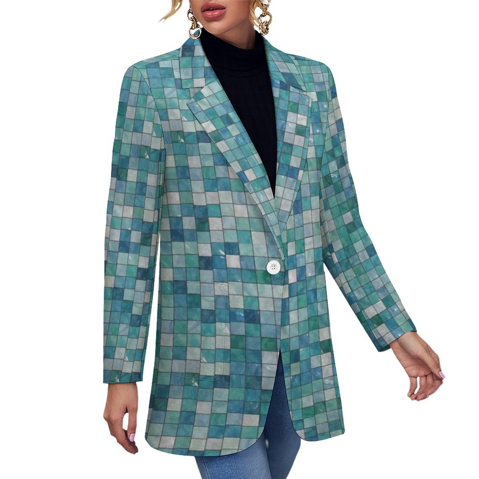 Decorative Ceramic Tiles Texture Woman Casual Loose Suits Summer Jacket ...