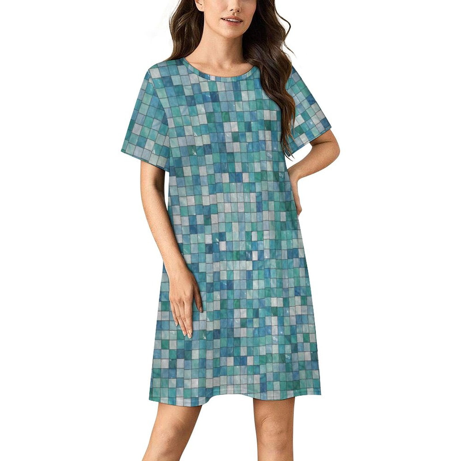 Decorative Ceramic Tiles Texture Women Nightgown Sleepwear Short ...