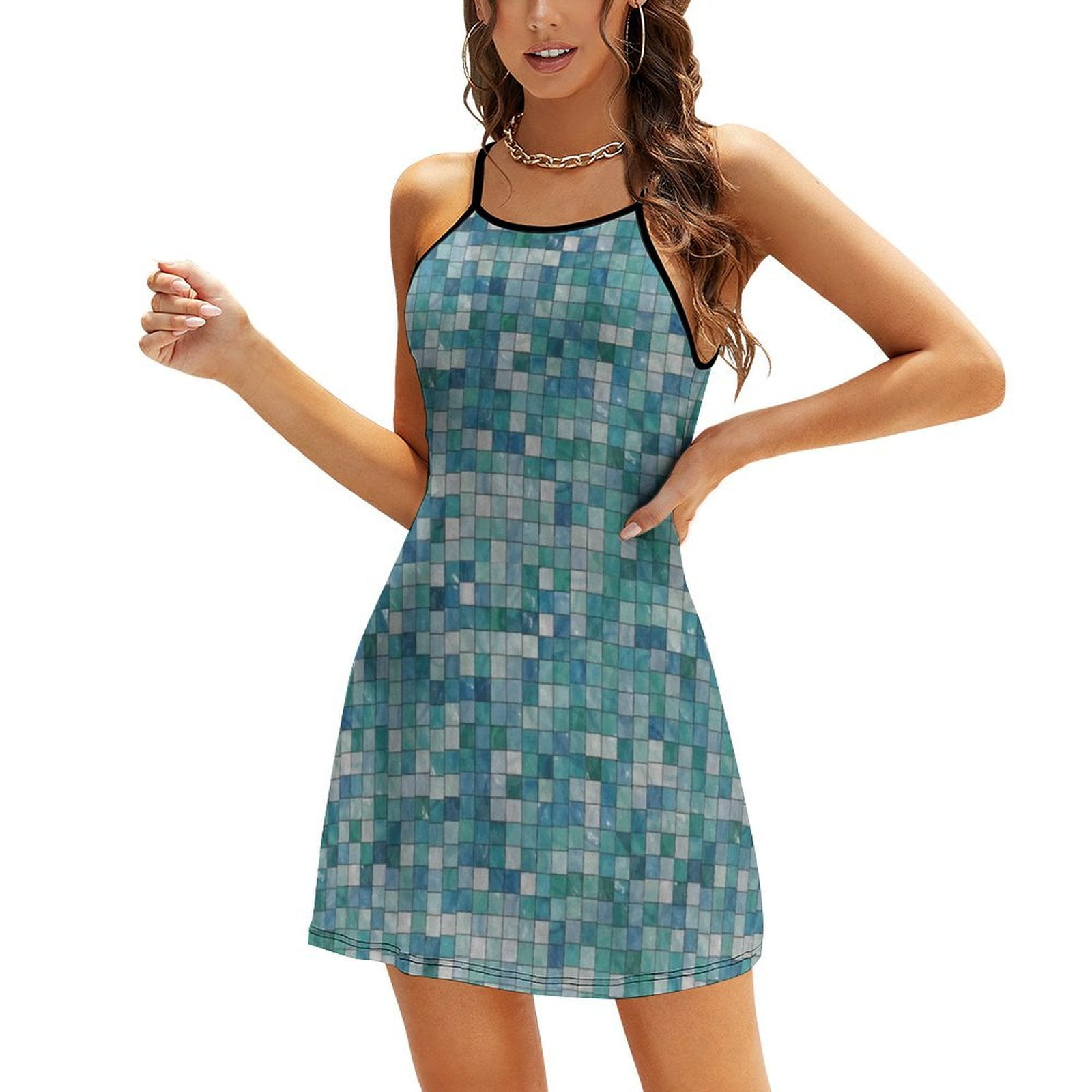 Decorative Ceramic Tiles Texture Women's Sleeveless Spaghetti Strap ...