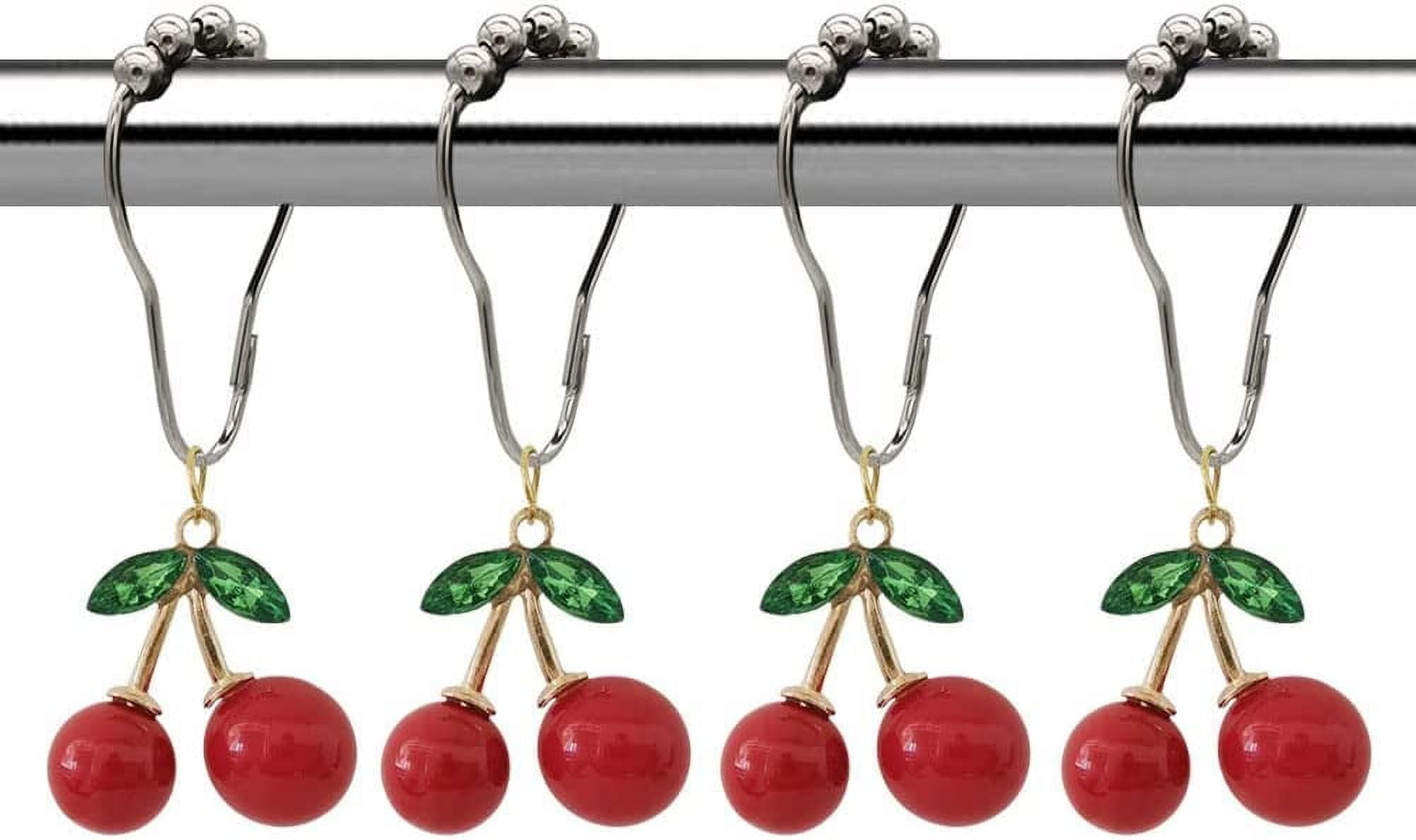 Decorative Cherry Shower Curtain Hooks Rings for Bathroom Shower Rod ...