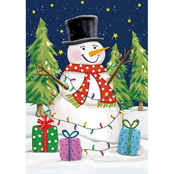 Decorative Christmas House Flag Snowman - 28" x 40", White, Blue and ...