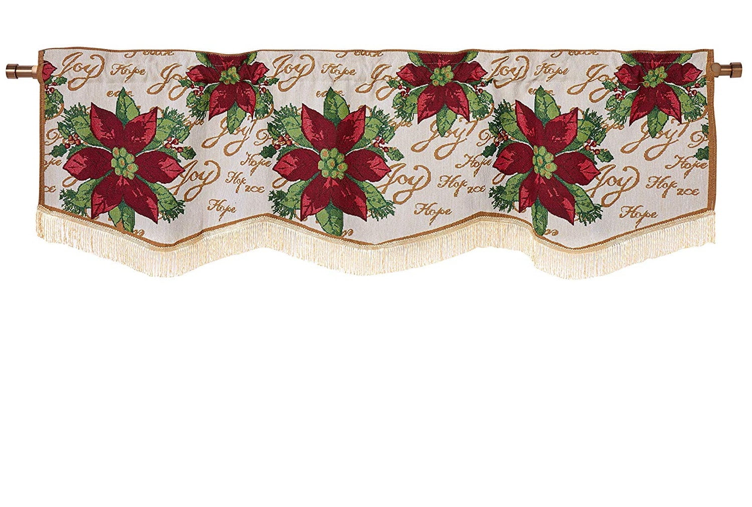 Decorative Christmas Poinsettias Script Design Tapestry 60" X 15 ...