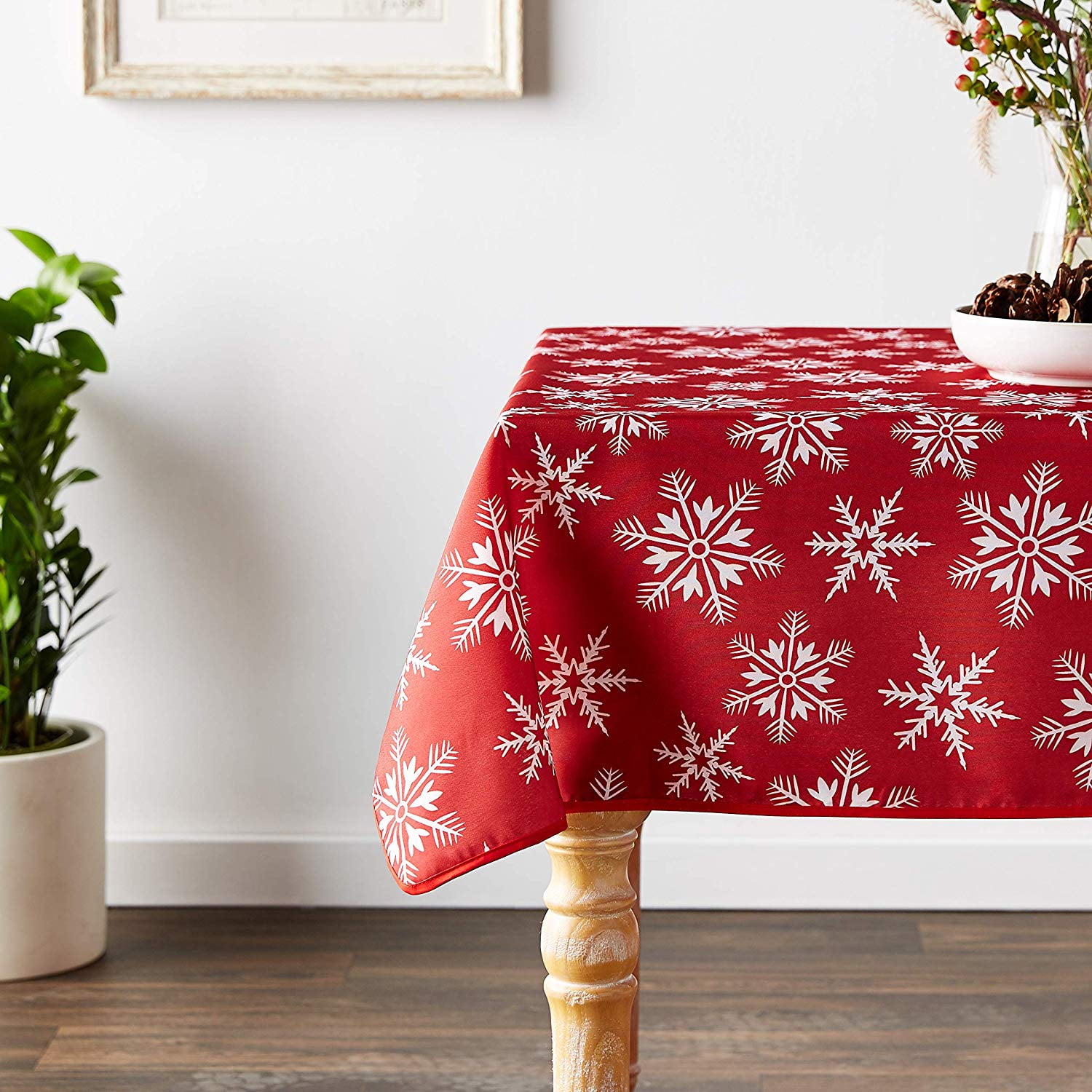 Decorative Christmas Snowflakes Design Red Tablecloths - 60" X 120 ...