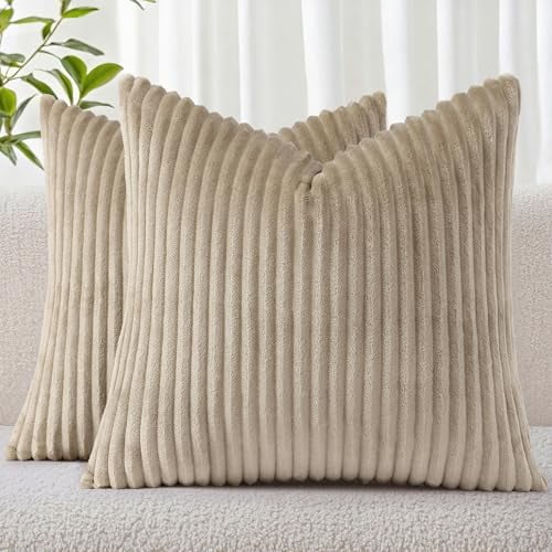 Decorative Christmas Throw Pillow Covers 16x16 Set of 2, Soft Natural ...