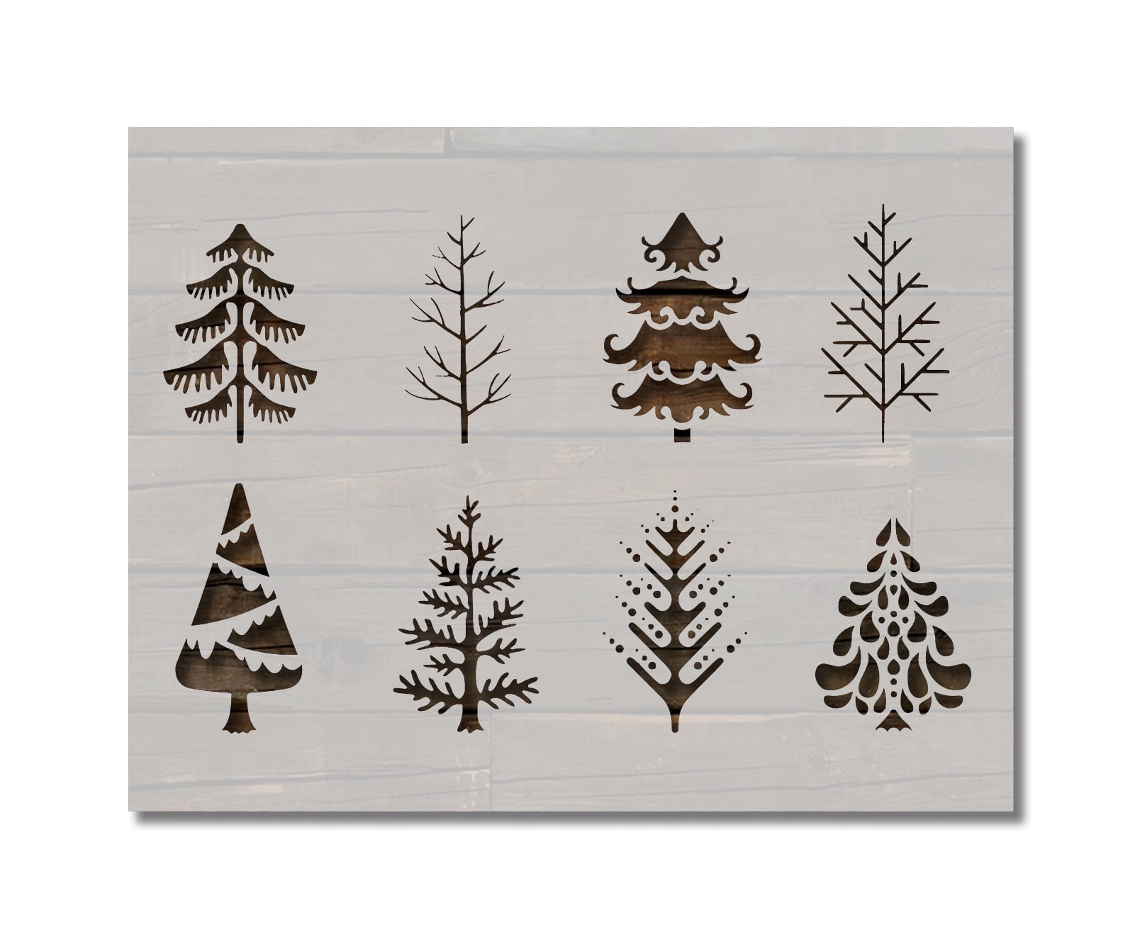 Decorative Christmas Trees Stencil Template Reusable 8.5 x 11 Inches ...