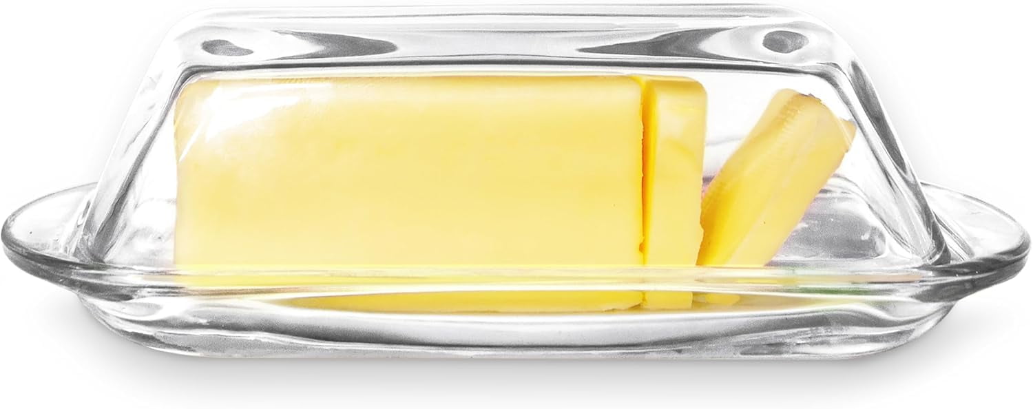 Decorative Clear Glass Butter Dish with Lid for Countertop ...