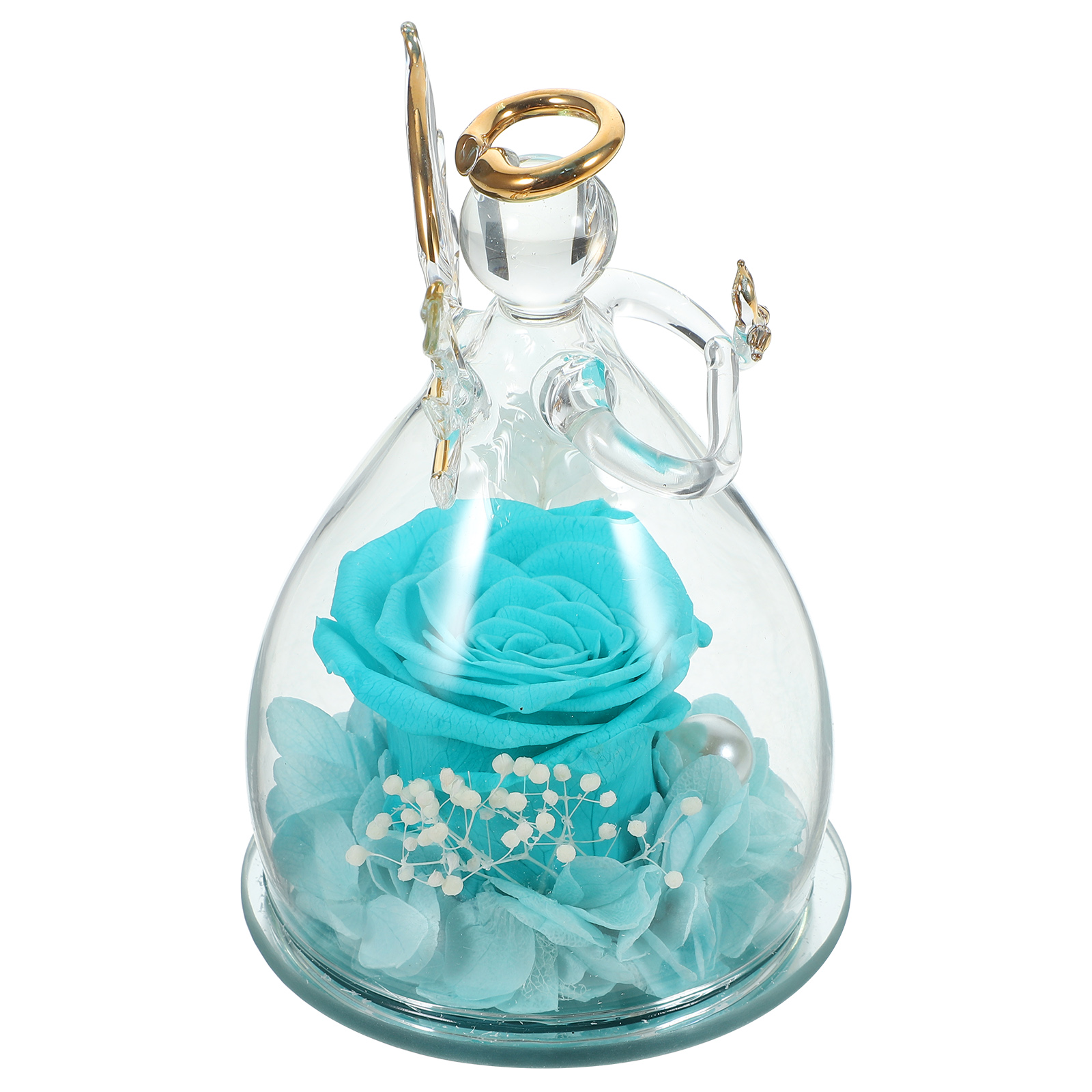 Decorative Clear Glass Flower Cloche Bell Jar Display Case Angel ...