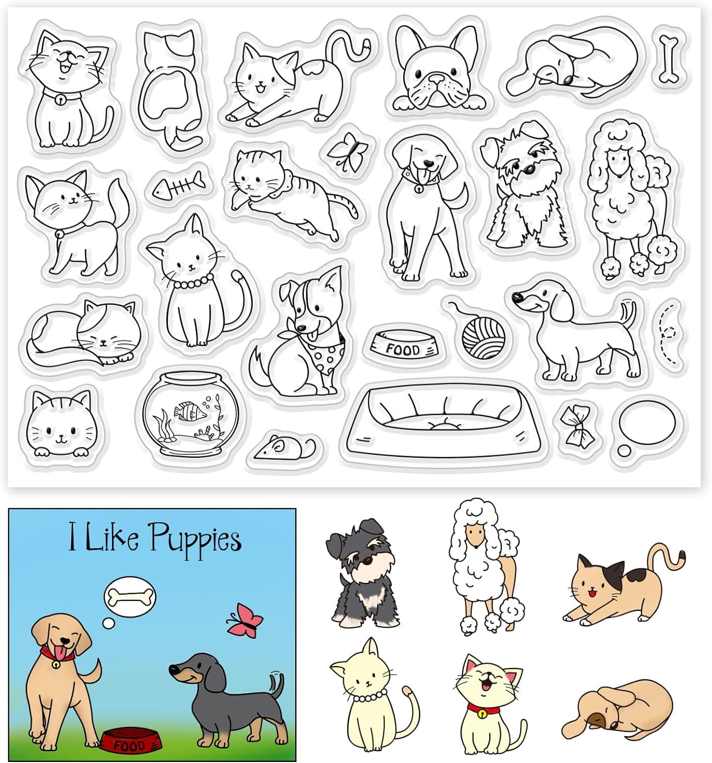 Decorative Clear Stamps Plastic Stamps Animal Cat Dog Silicone Stamp ...