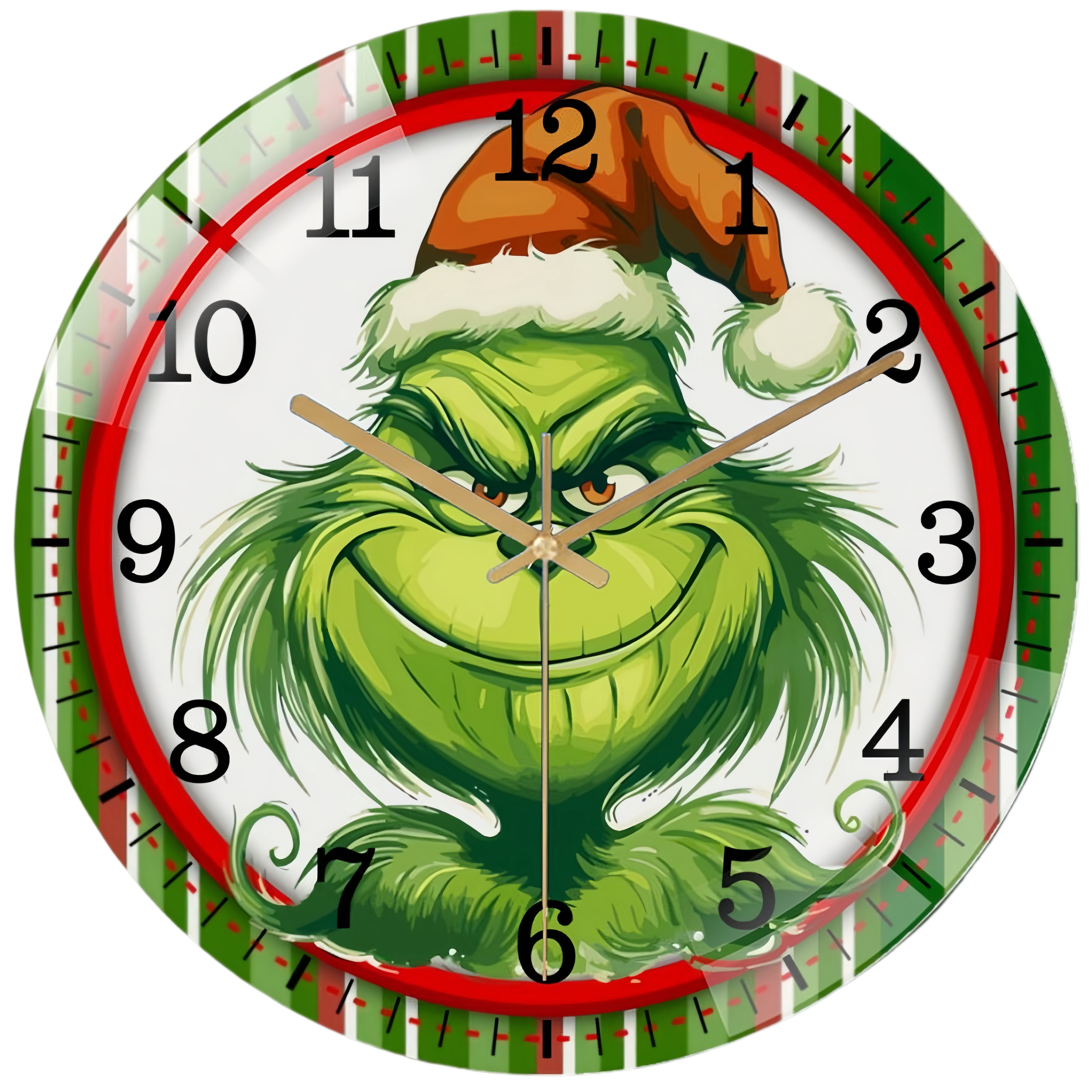 Decorative Clocks： Christmas Green Monster Holiday Glass Wall Clock ...