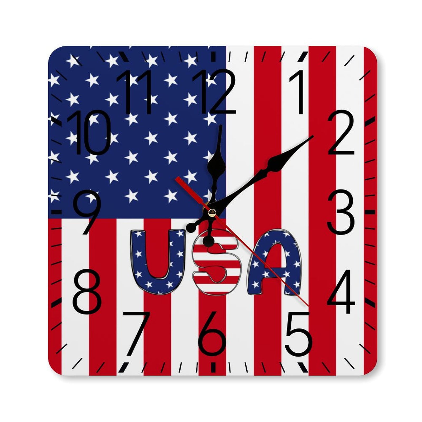 Decorative Clocks Clock Wall Decor, Flag Vertical USA Pattern Square ...