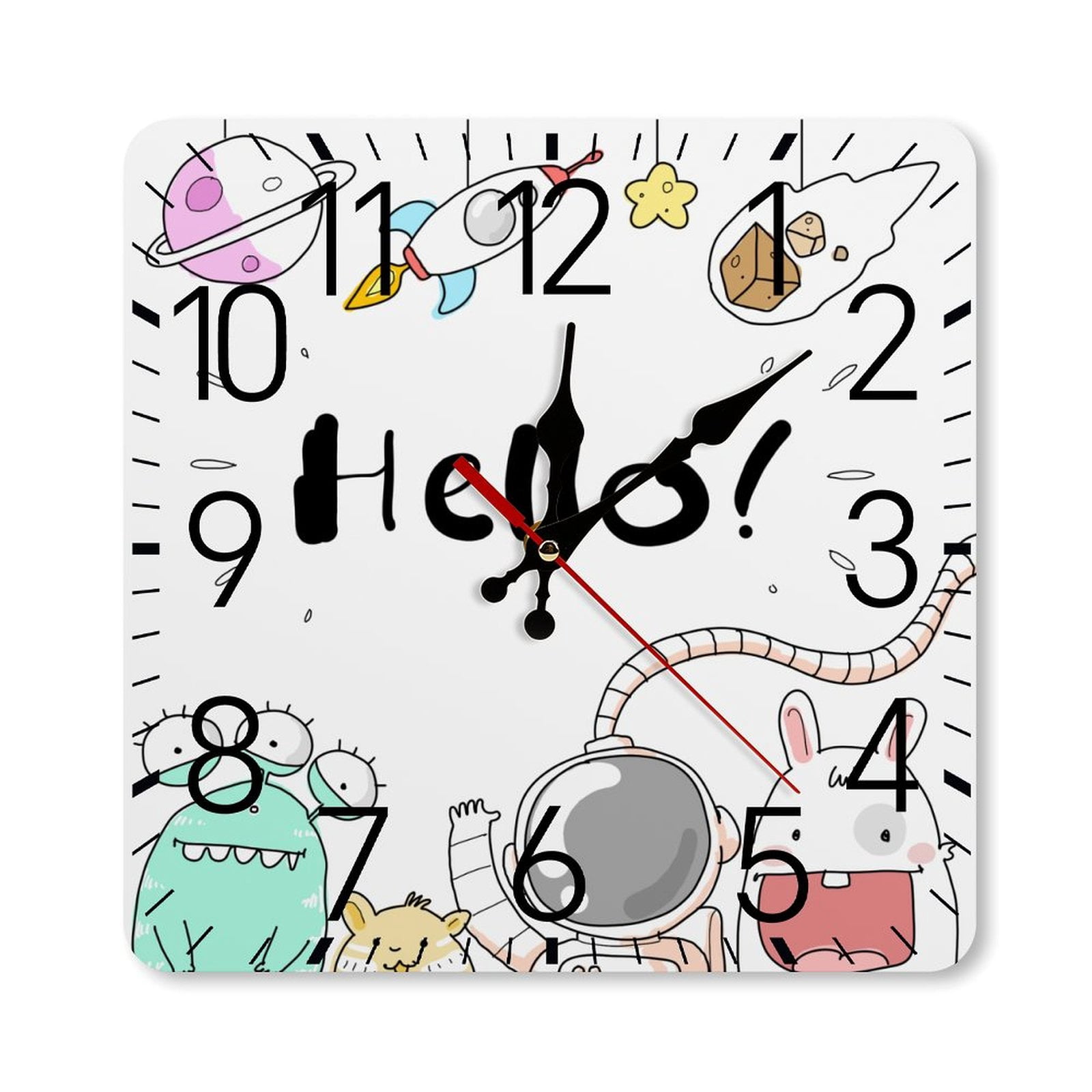Decorative Clocks Clock Wall Decor, Hello Toys pattern Square Wall ...