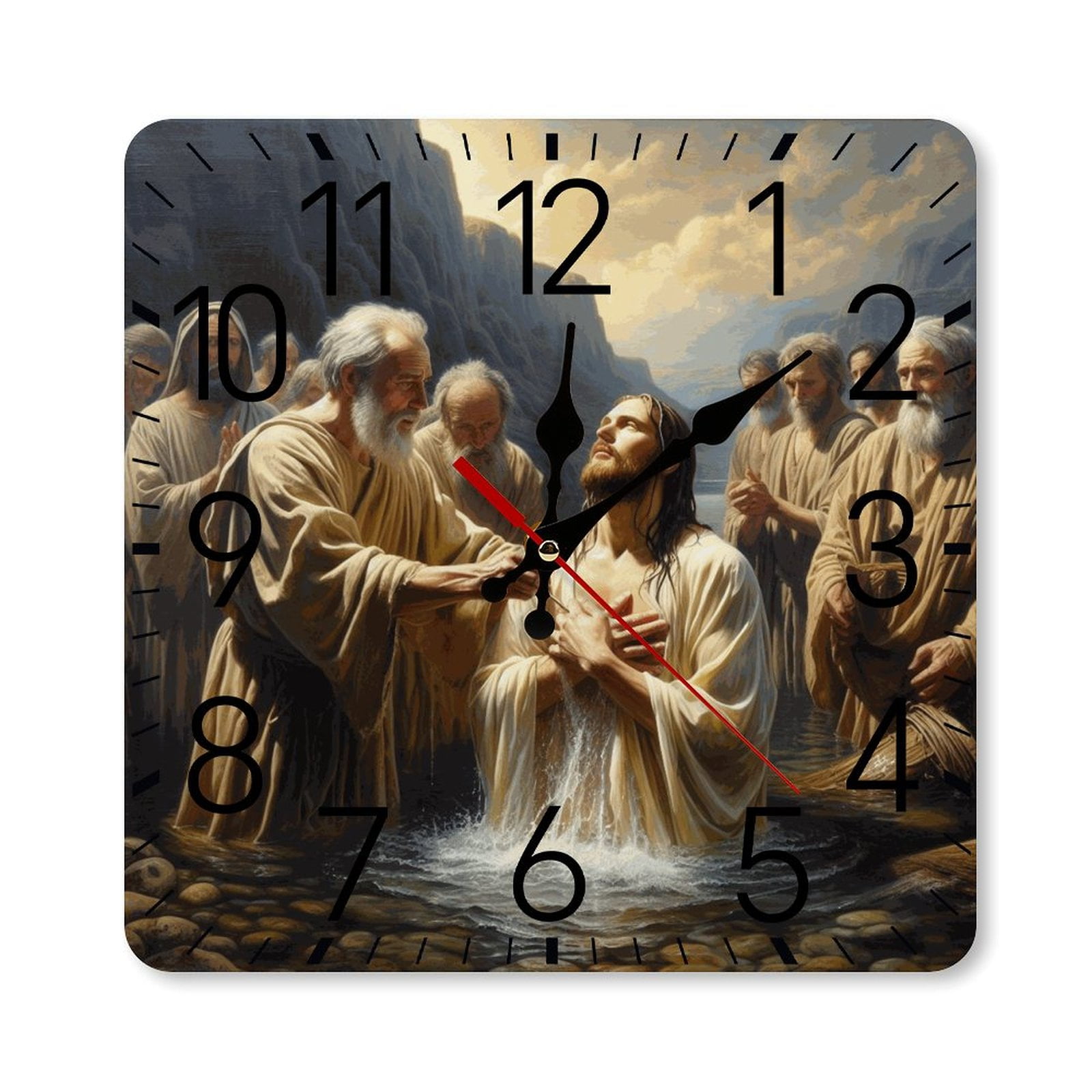 Decorative Clocks Clock Wall Decor,Jesus Baptism pattern Square Wall ...