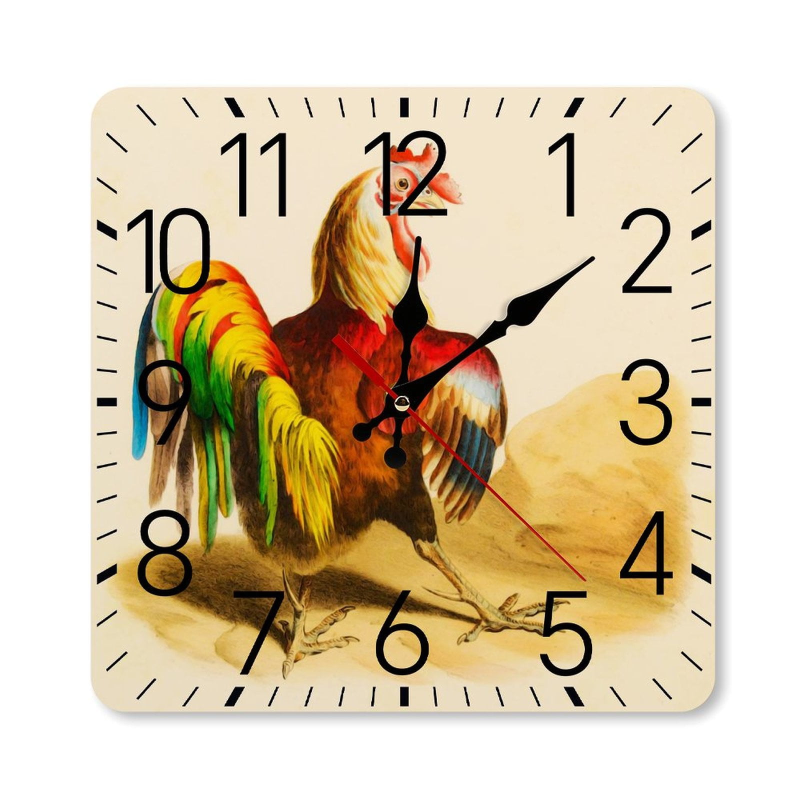 Decorative Clocks Clock Wall Decor, Retro Chicken pattern Square Wall ...