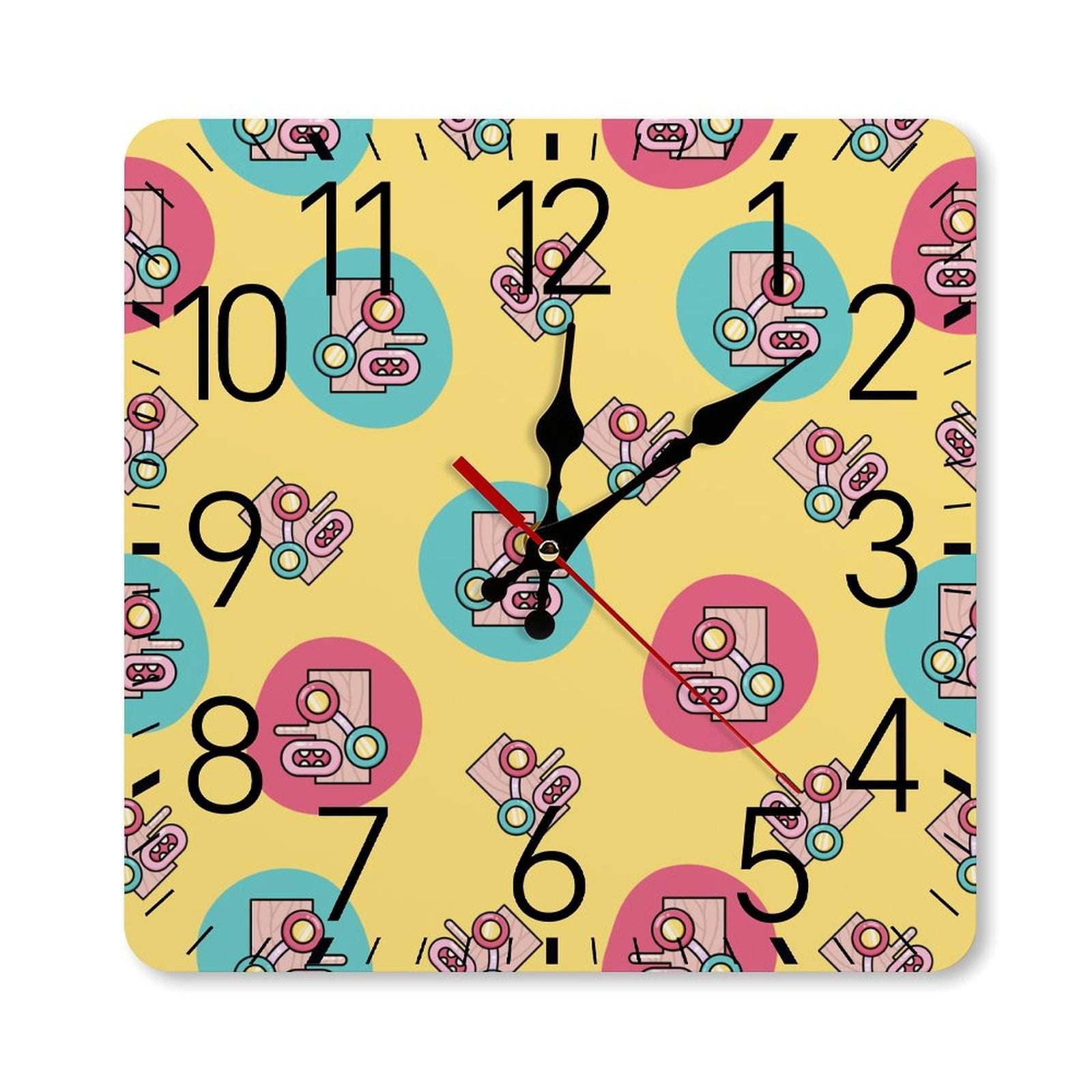 Decorative Clocks Clock Wall Decor, Robot pattern Square Wall Clock ...