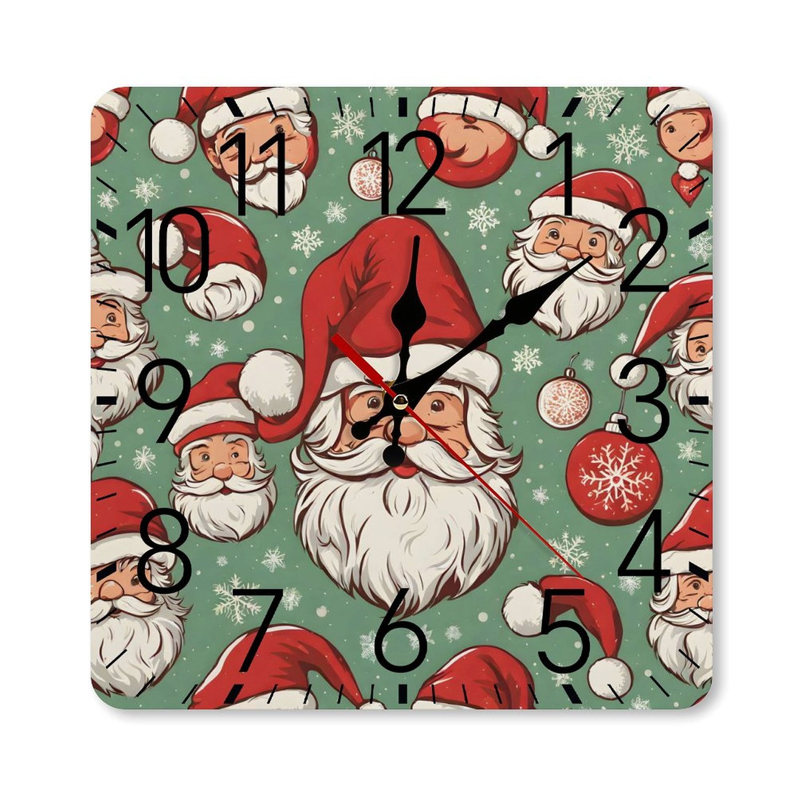 Decorative Clocks Clock Wall Decor, Santa Claus Santa Hat pattern ...