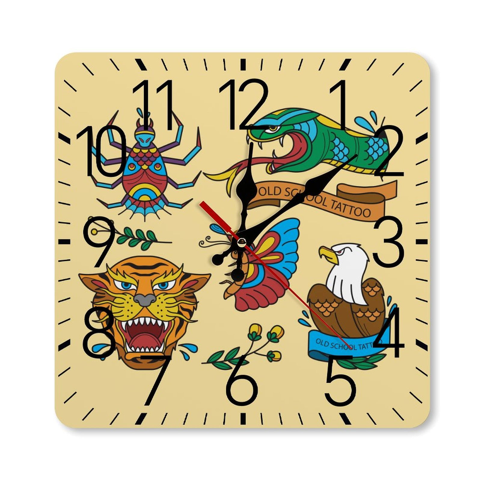Decorative Clocks Clock Wall Decor, Vintage Patterns Old School Animals ...