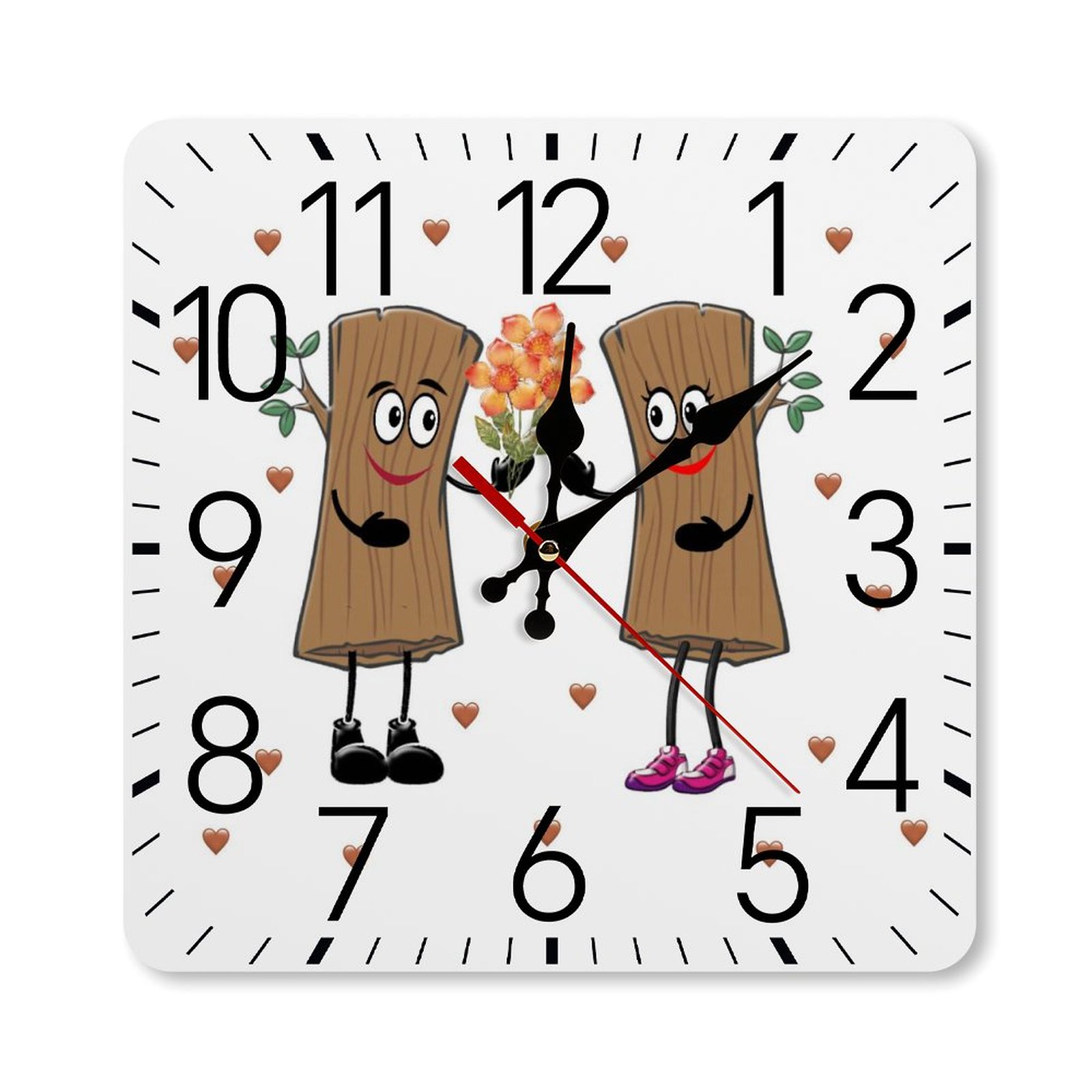 Decorative Clocks Clock Wall Decor, Wood Love Square Wall Clock, for ...