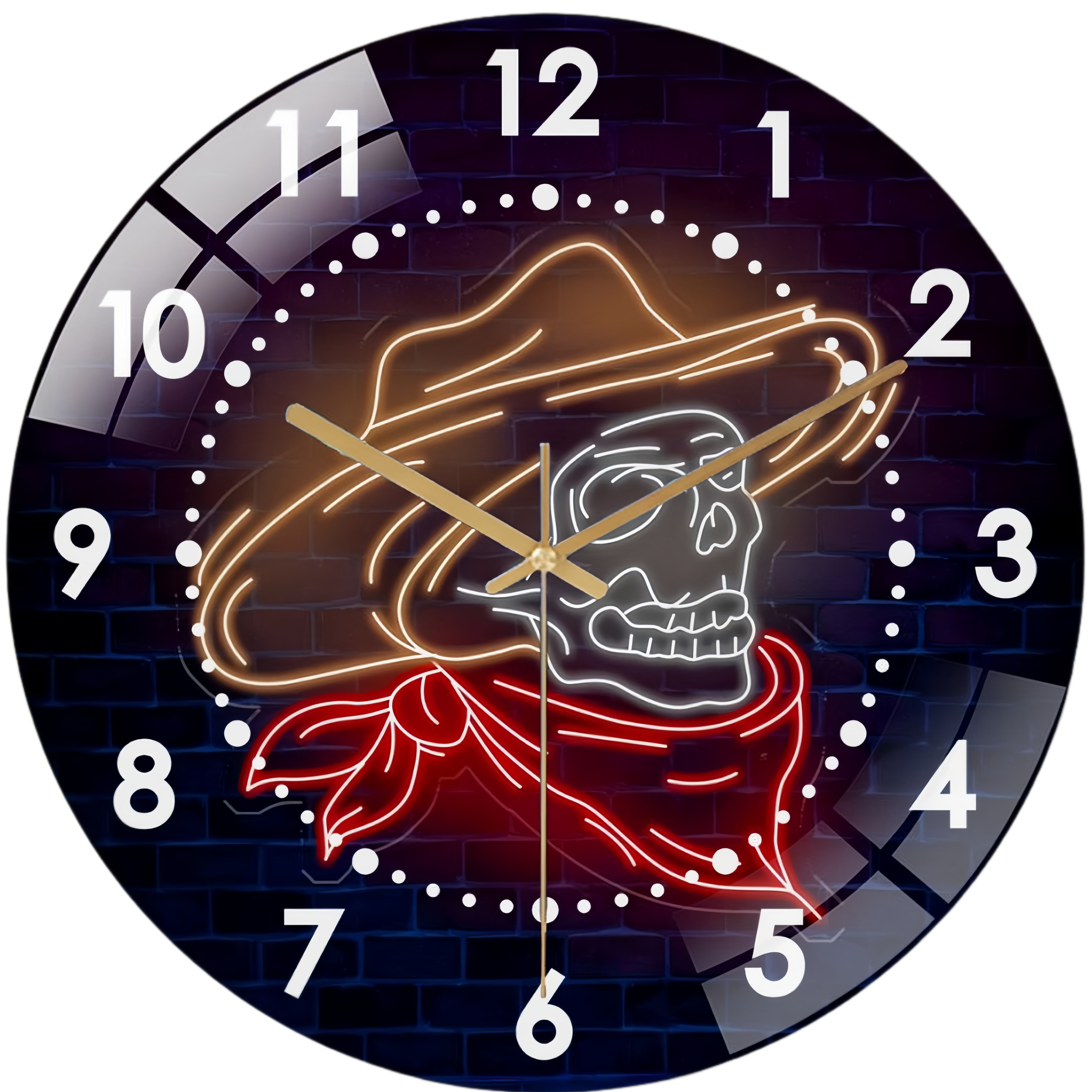 Decorative Clocks: Cowboy Skeleton Glass Wall Clock– Grim Reaper Art ...