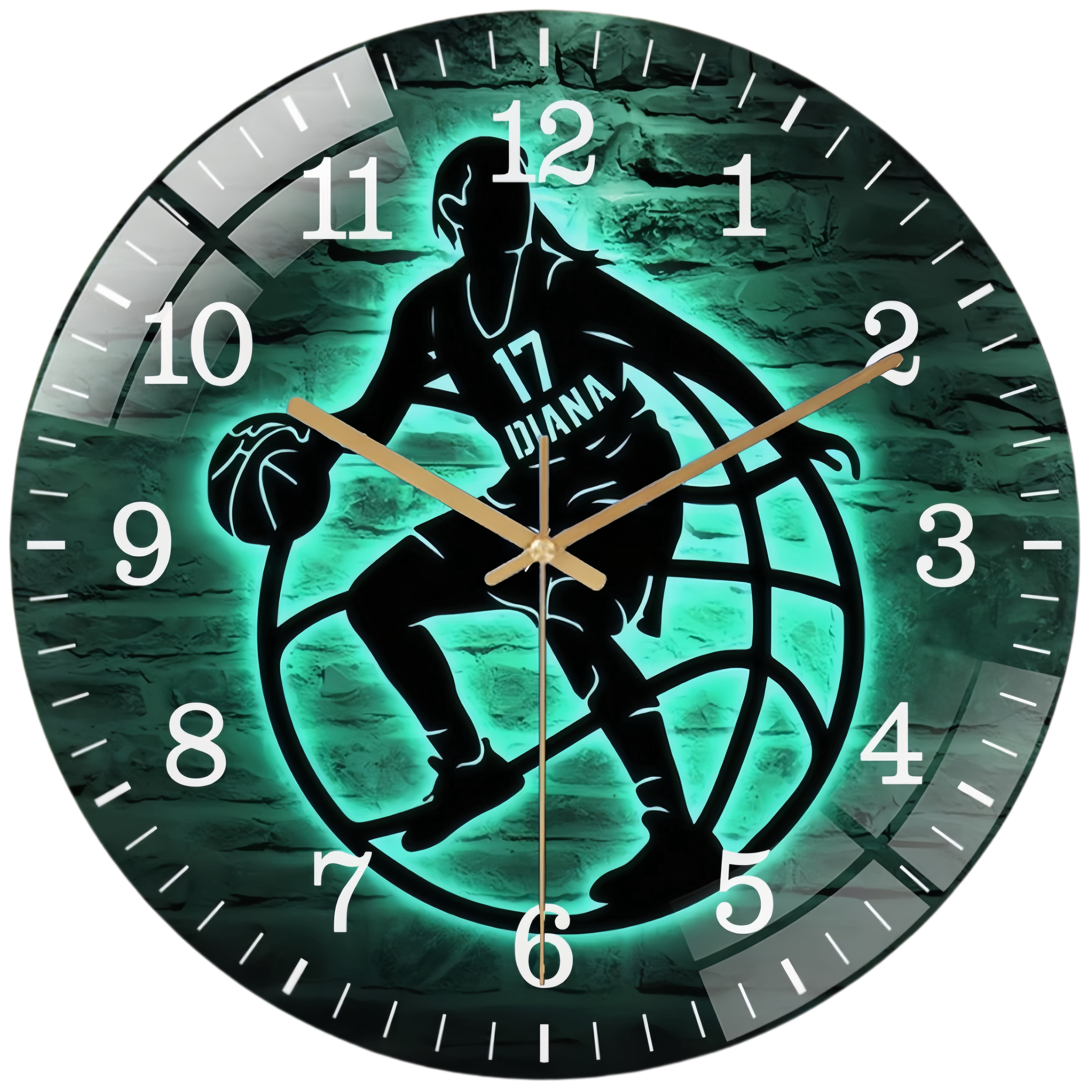 Decorative Clocks： Female Basketball Glass Wall Clock, Girl Player ...
