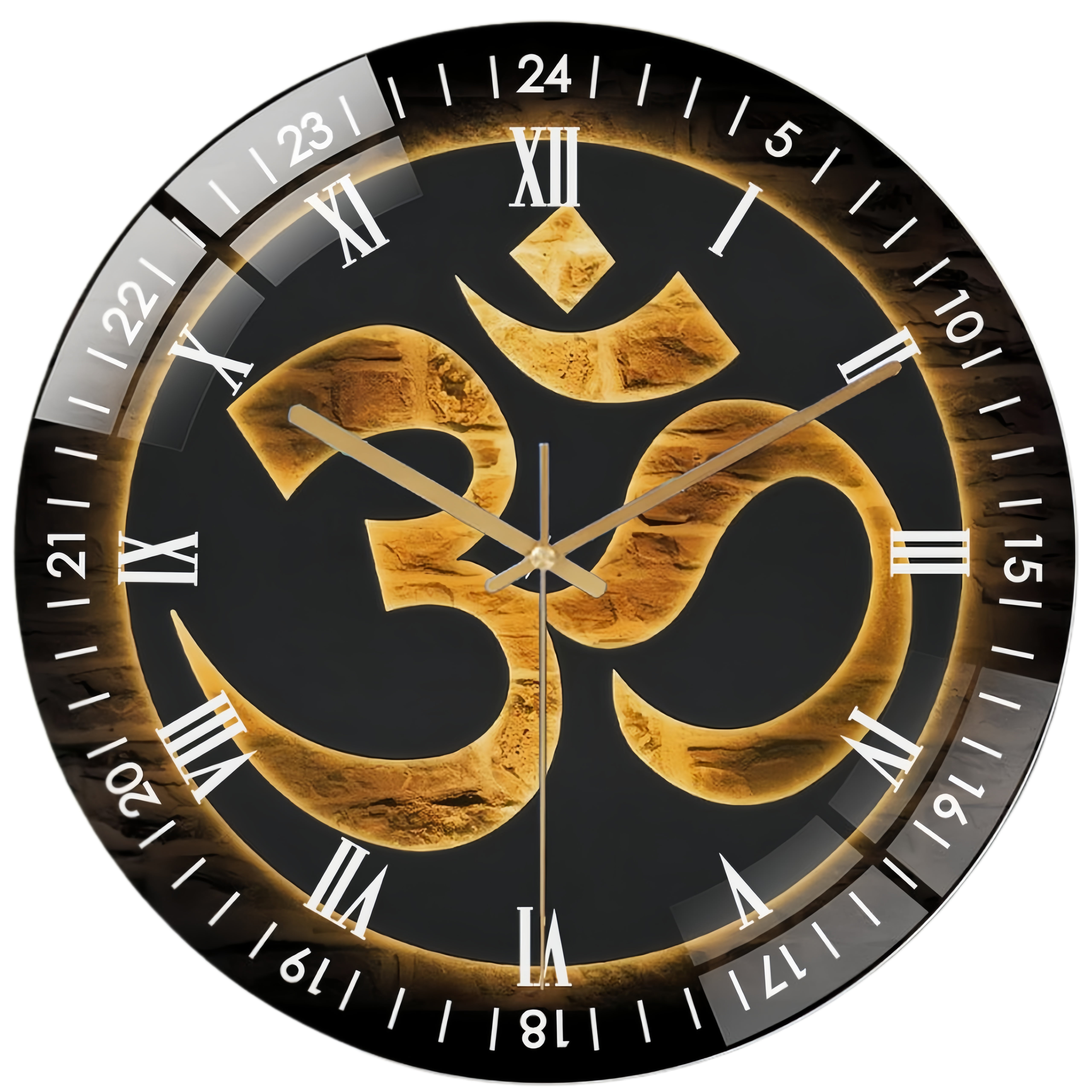 Decorative Clocks: Om- Buddha- Symbol Glass Wall Clock,Yoga Decor Wall Clock for HOm-es, Bars ...