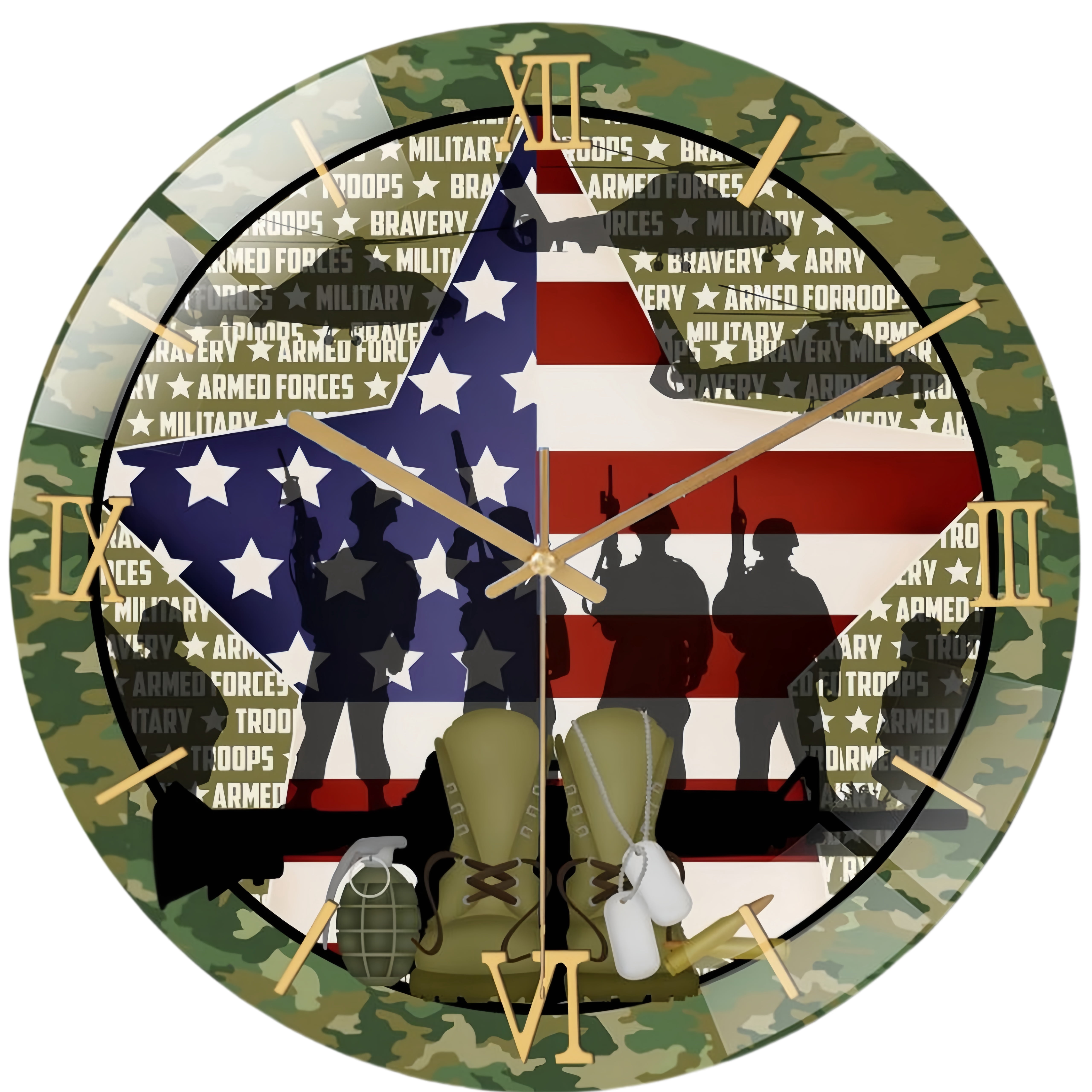 Decorative Clocks： Round Military Fan Glass Wall Clock ，Military ...