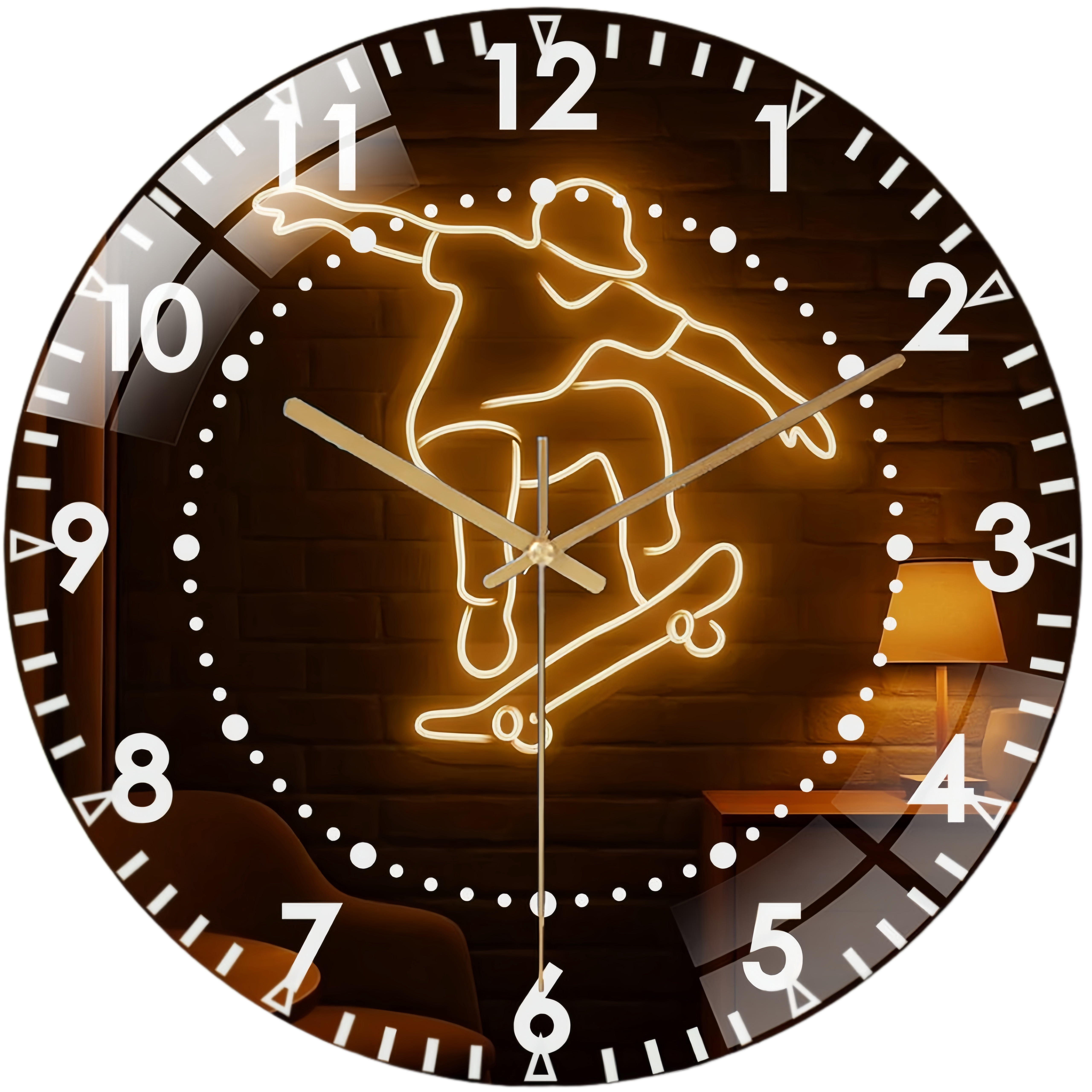 Decorative Clocks: Skateboarder Jump Glass Wall Clock, Sports Decor ...
