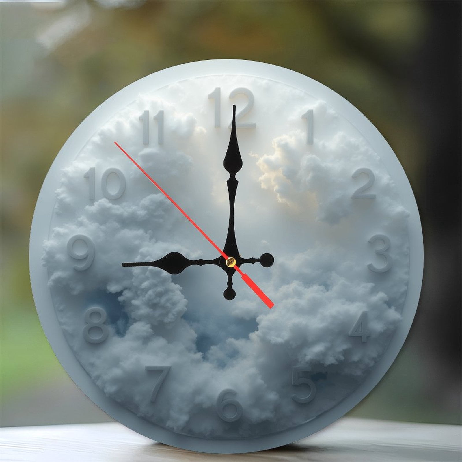 Decorative Cloud Wall Clock with Layered Design 10-Inch Silent Wooden ...