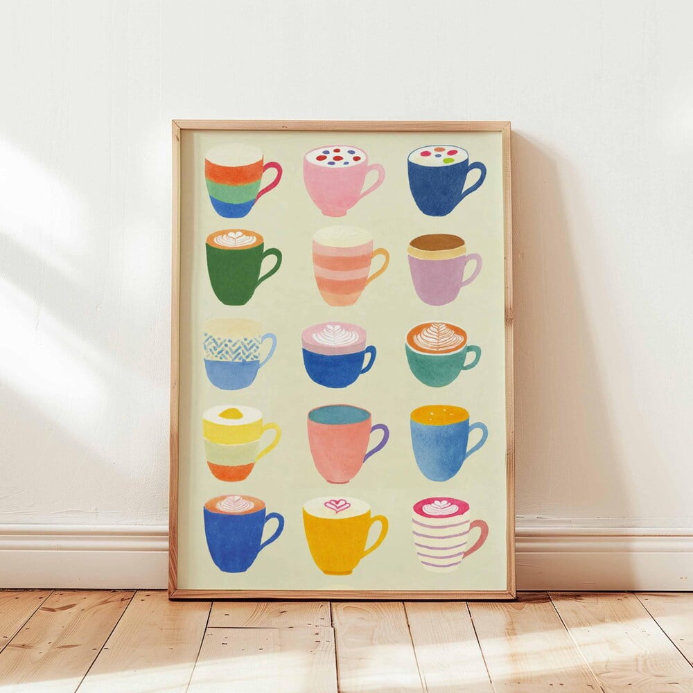 Decorative Coffee Cups Vintage Kitchen Poster UNFRAMED PAPER POSTER ...