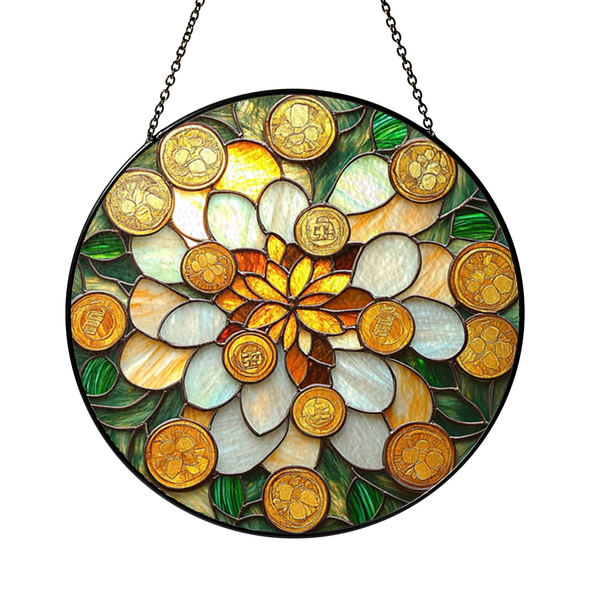Decorative Coin Mosaic Stained Glass Suncatcher Window Hanging Decor ...