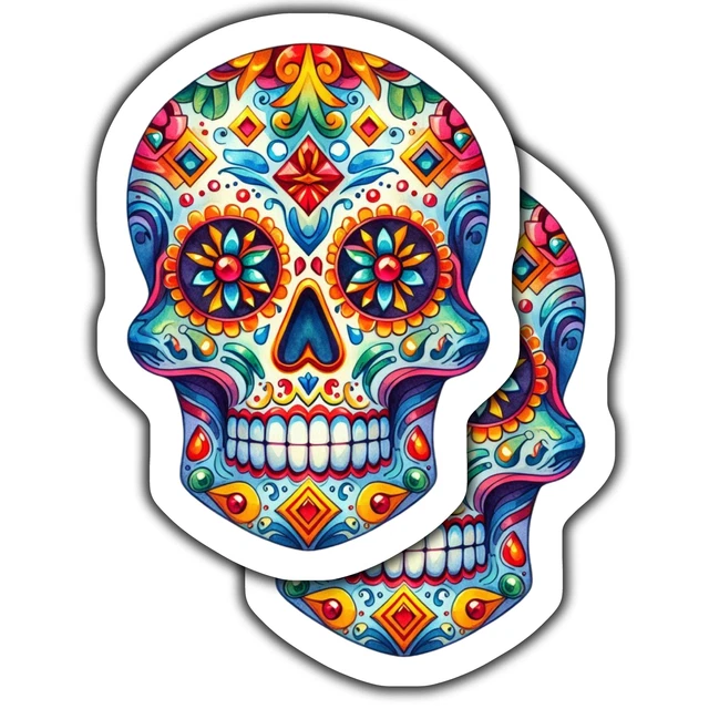 Decorative Colorful Skull Stickers, Day Of The Dead Skull Stickerkindle ...