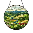 Decorative Countryside Landscape Stained Glass Suncatcher, Scenic Hill ...